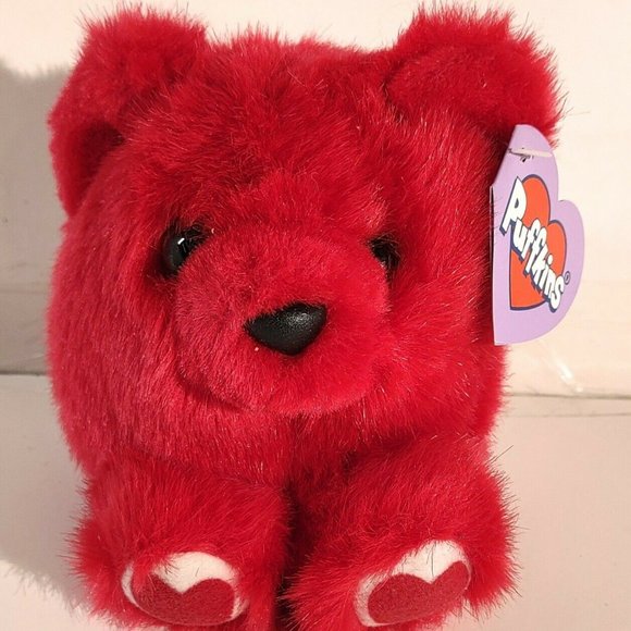 Puffkins | Toys | Puffkins 998 Kisses Red Teddy Bear White Hearts Plush ...